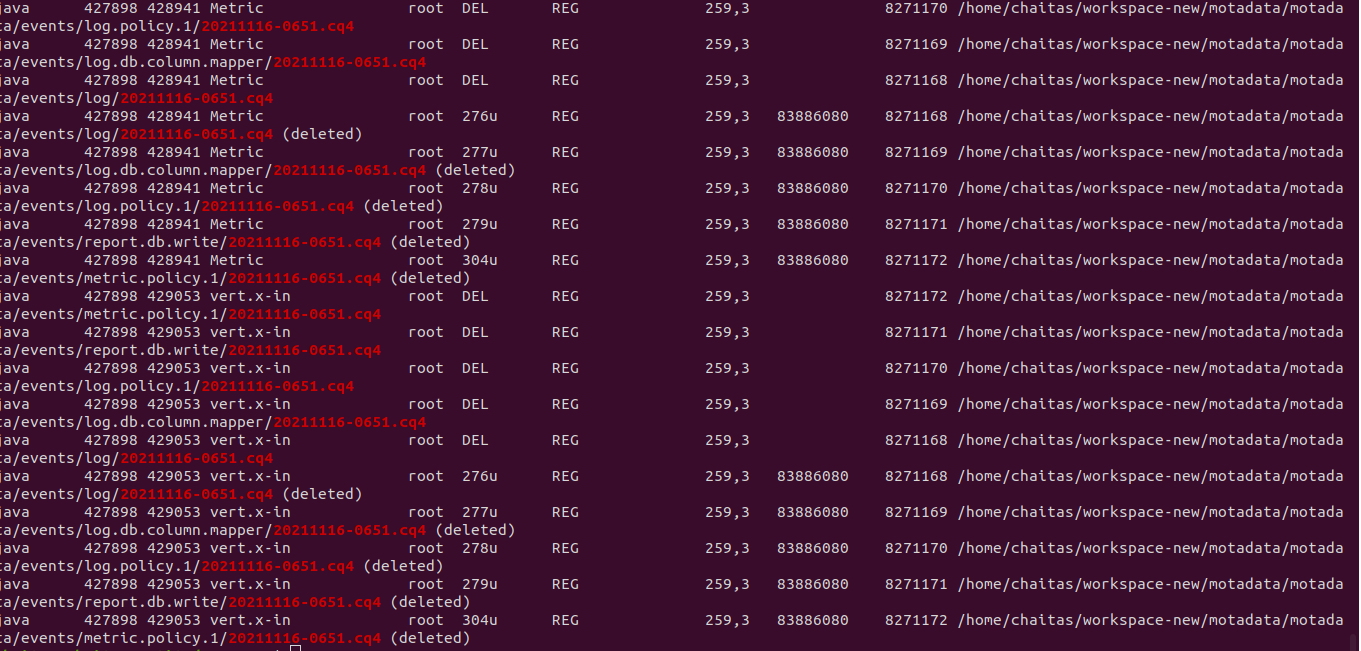 Despite rolling cycle minutely deleting chronicle file after processing keeps file in open list ...