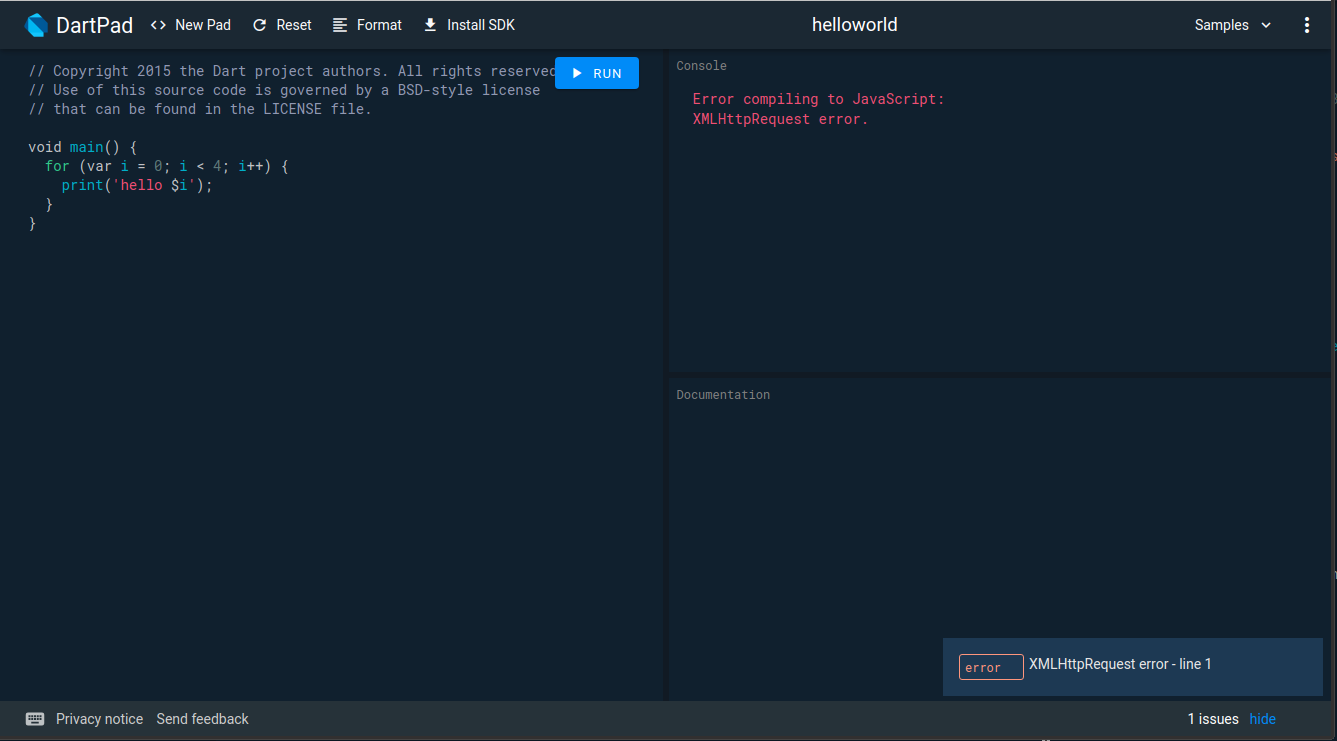 Previously Working Code-Now Producing Error compiling to JavaScript: · Issue #1642 · dart-lang ...