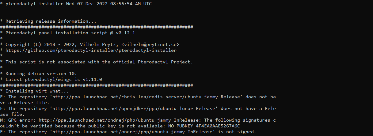 Installation doesn't start · Issue #367 · pterodactyl-installer/pterodactyl-installer · GitHub