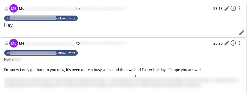 When draft is saved, only the draft message is shown in the conversation pane · Issue #1622 ...