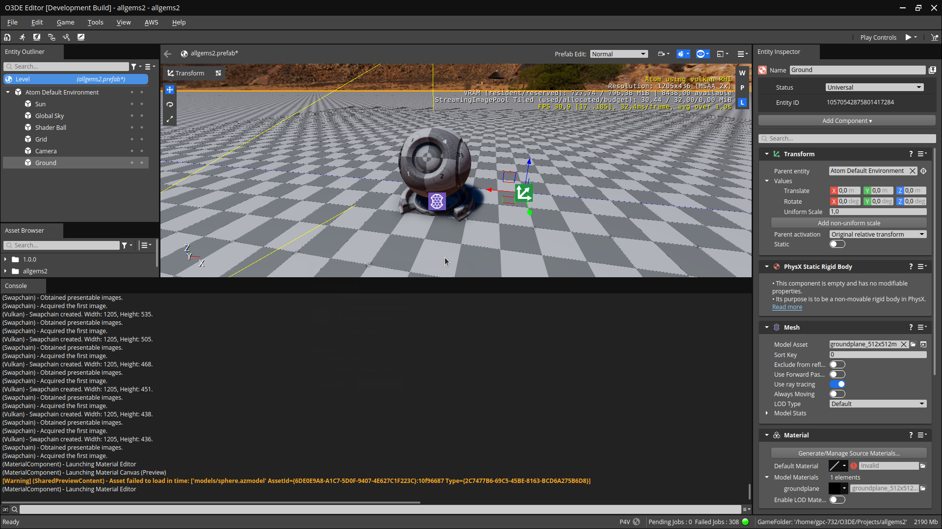 Linux Material Editor And Material Canvas Tools Are Not Opening On Projects With All Gems 