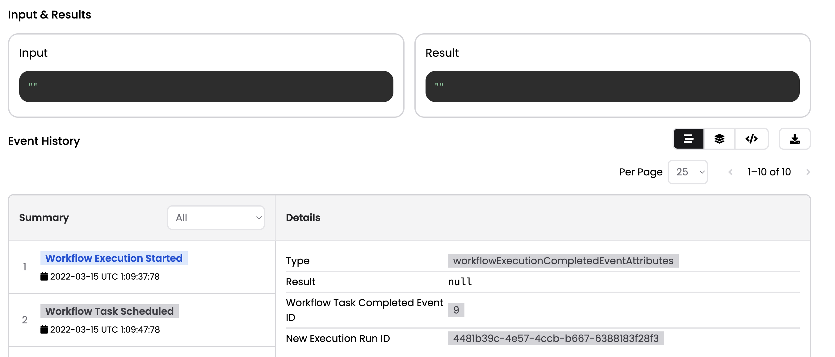 [0.4.0] Workflow results don't match up · Issue #309 · temporalio/ui · GitHub
