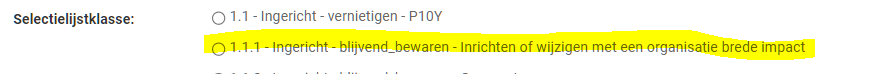 As admin, I want to see the "selectielijstklasse integer" on the screen: "zaaktype/change", not ...