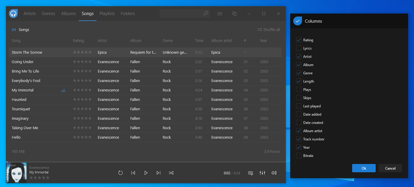 Add "Songs" screen · Issue #248 · digimezzo/dopamine · GitHub