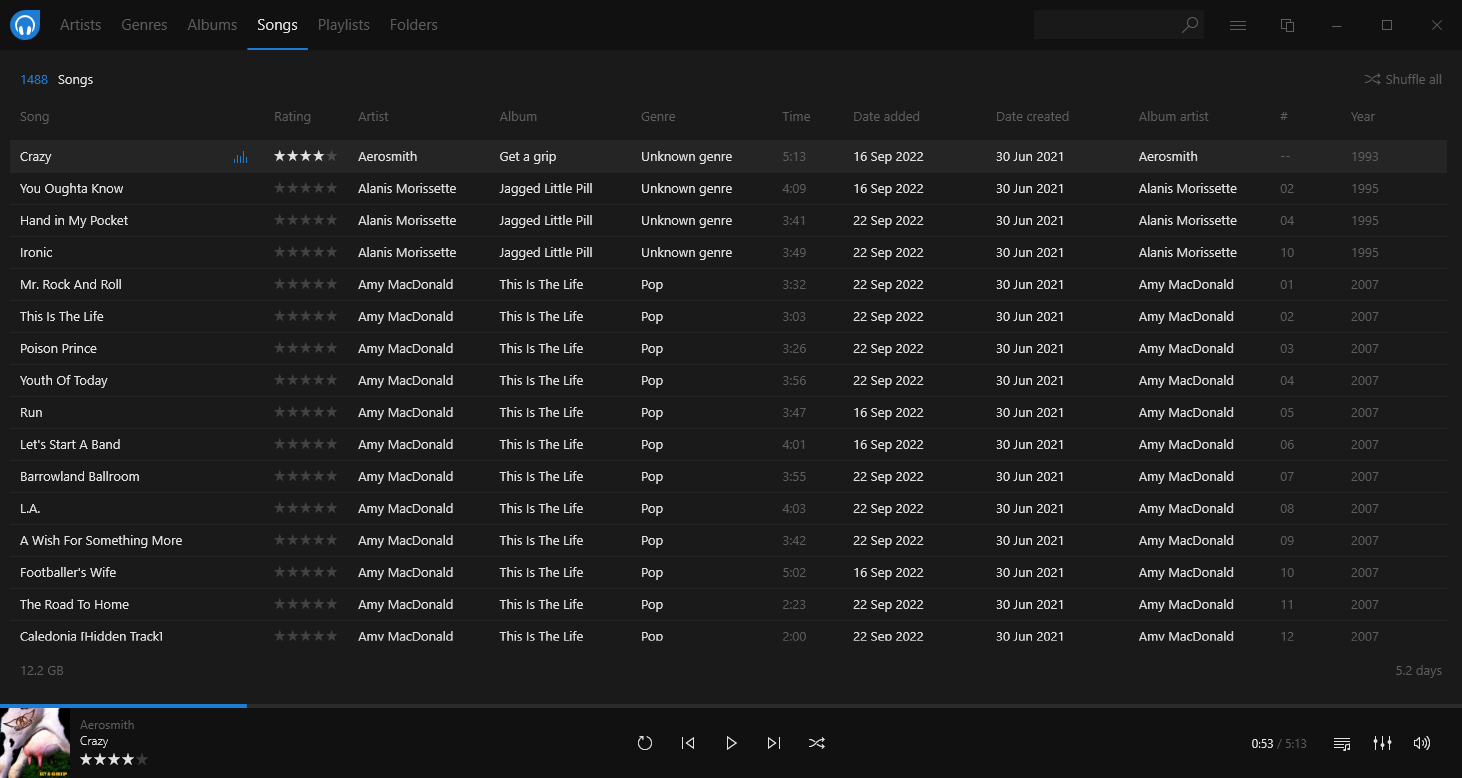 Add "Songs" screen · Issue #248 · digimezzo/dopamine · GitHub