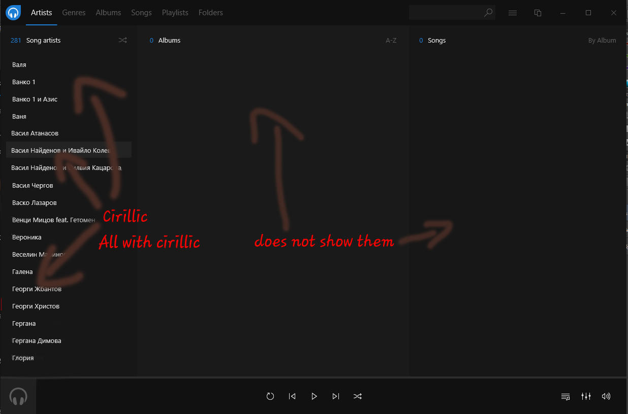 Artists and Genre screens don't show songs for Cyrillic alphabet · Issue #989 · digimezzo ...