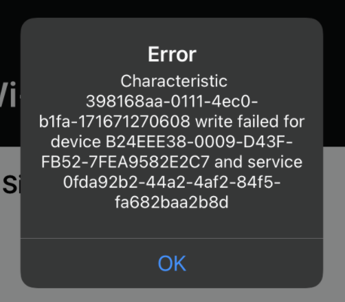 Error while while attempting to run diagnostics "Characteristic b833d4f ...