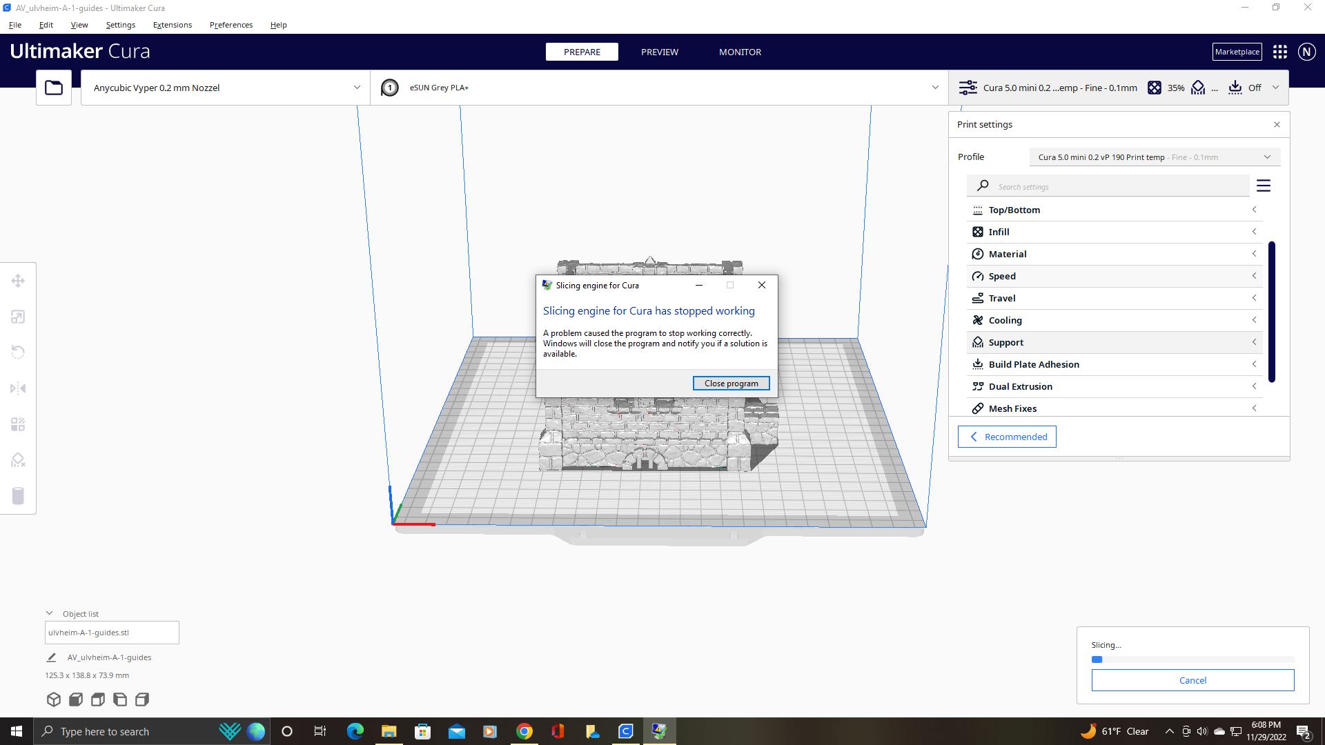 Slicing Failed · Issue 13933 · Ultimaker Cura · Github
