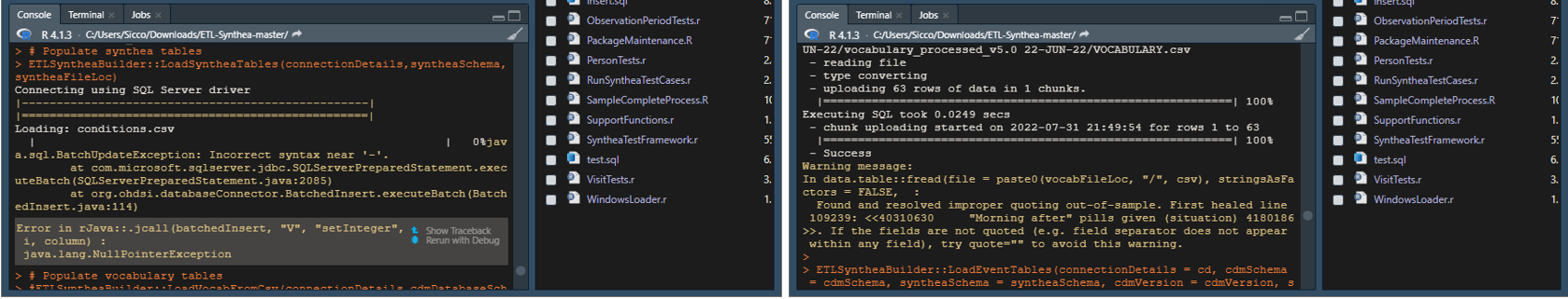 Issue Importing Syntha Data Into Cdm Incorrect Syntax Near V2 · Issue 129 · Ohdsi Etl