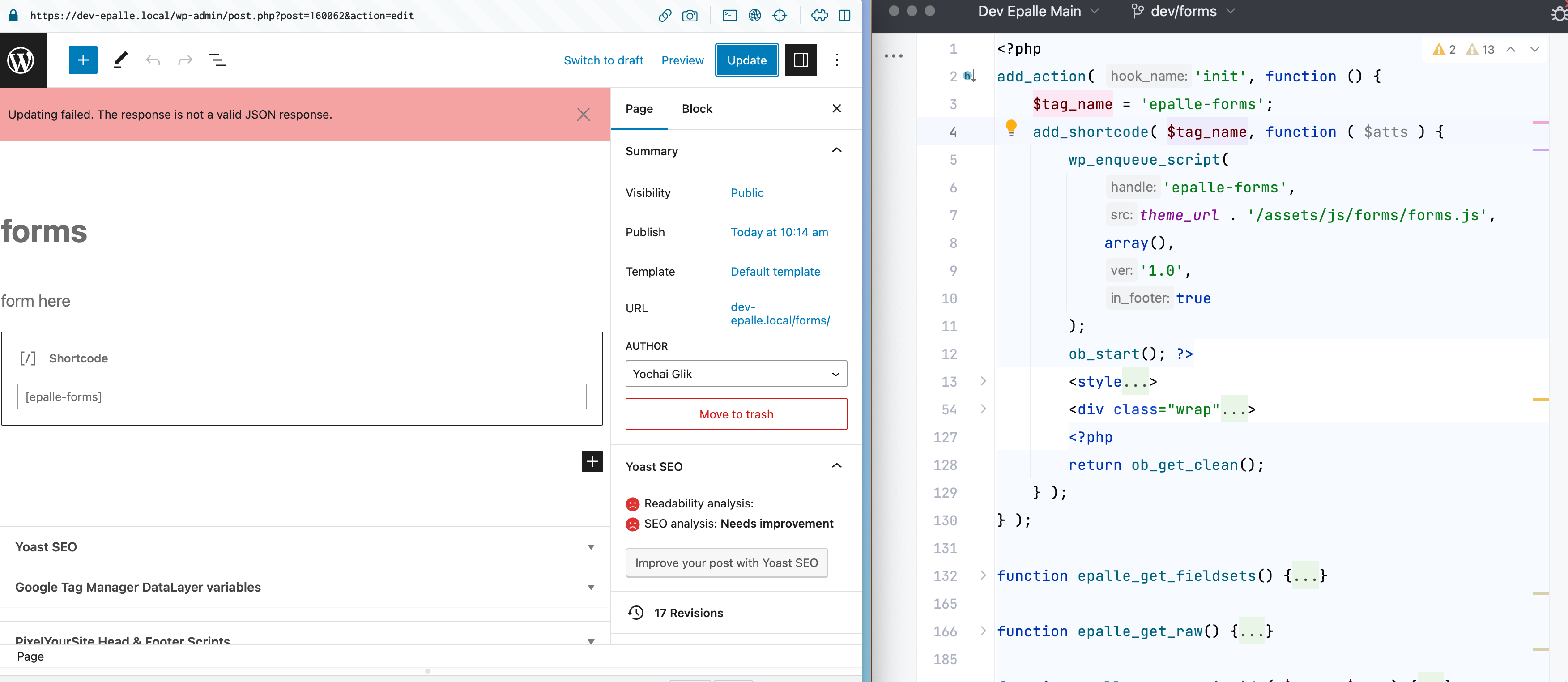 Failed To Update Post Over Issue In Shortcode Block · Issue 52272 · Wordpress Gutenberg · Github