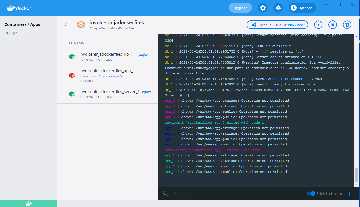 chown not permitted · Issue #303 · invoiceninja/dockerfiles · GitHub