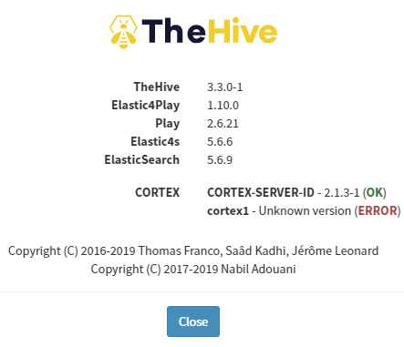 Cortex Connection failing, showing red with unknown version. · Issue #568 · TheHive-Project ...