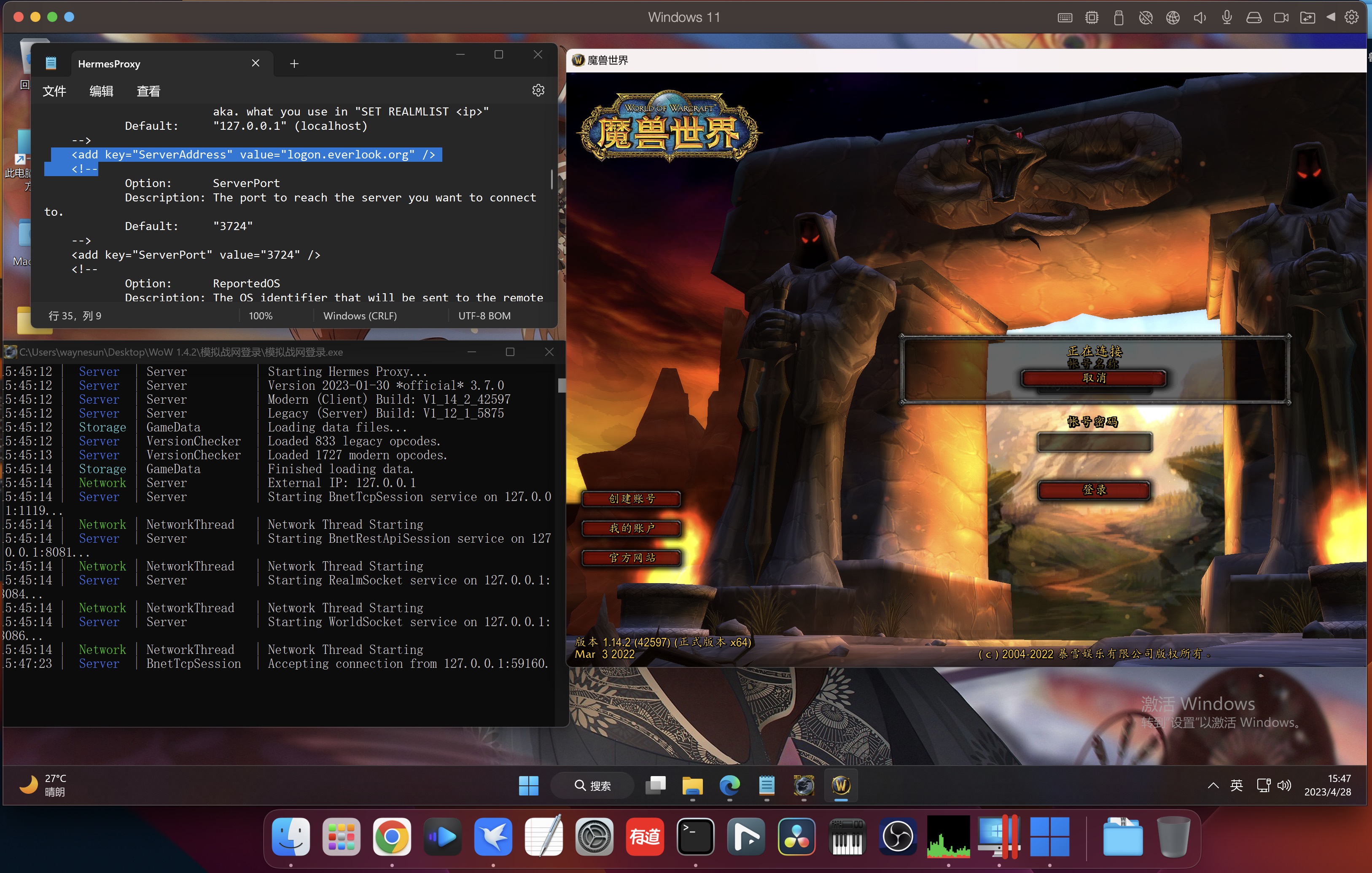 Help! Why can't login on PD enviroment? · Issue #303 · WowLegacyCore/HermesProxy · GitHub