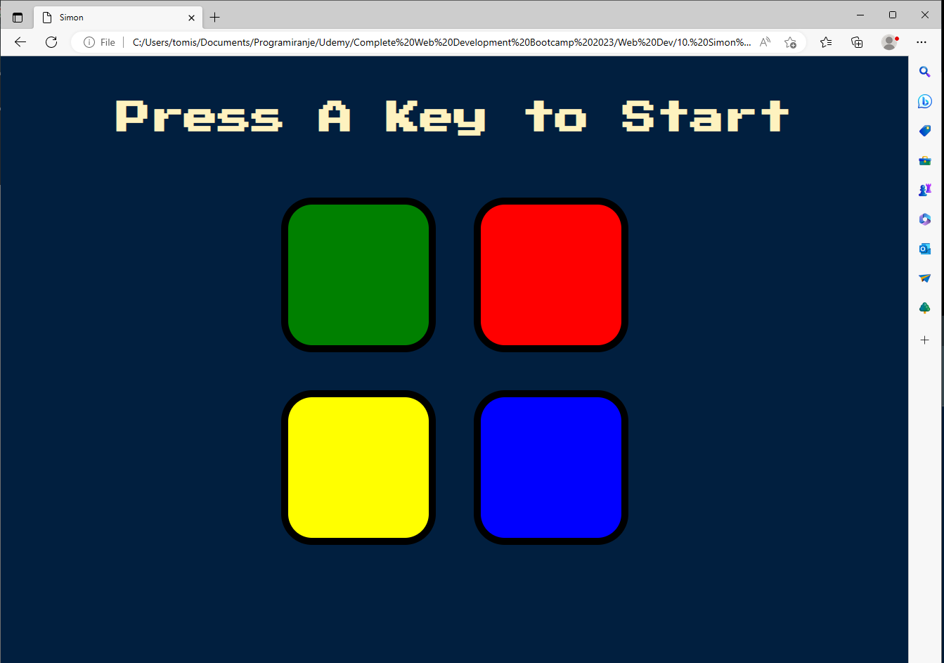 GitHub - TomZebra/Simon-game: Simon game, repeat the pattern and test ...