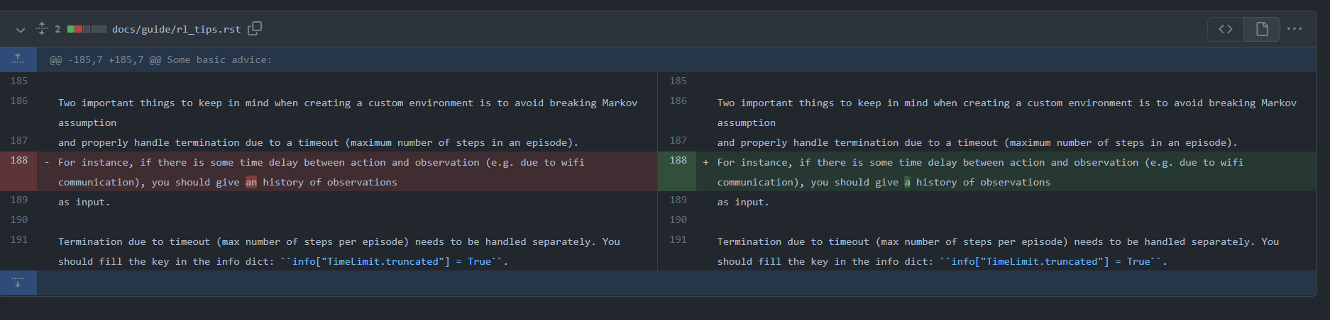 Incorrect usage of "an" in RL Tips Documentation · Issue #1038 · DLR-RM/stable-baselines3 · GitHub