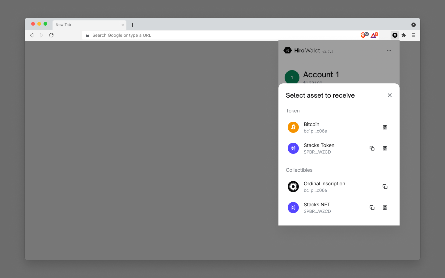 Add Ordinal address option to "receive" asset screen and or change copy ...