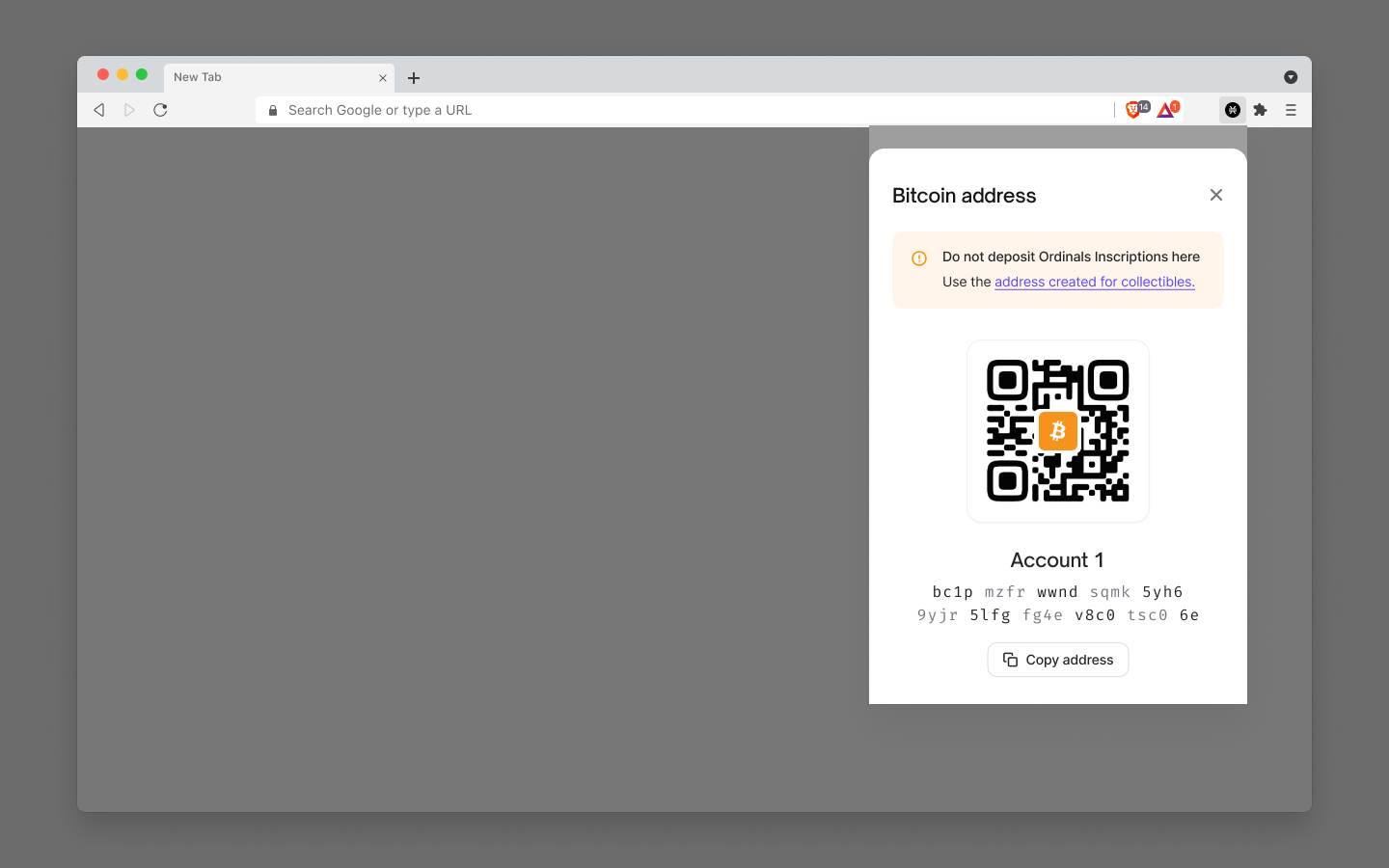 Add Ordinal address option to "receive" asset screen and or change copy ...