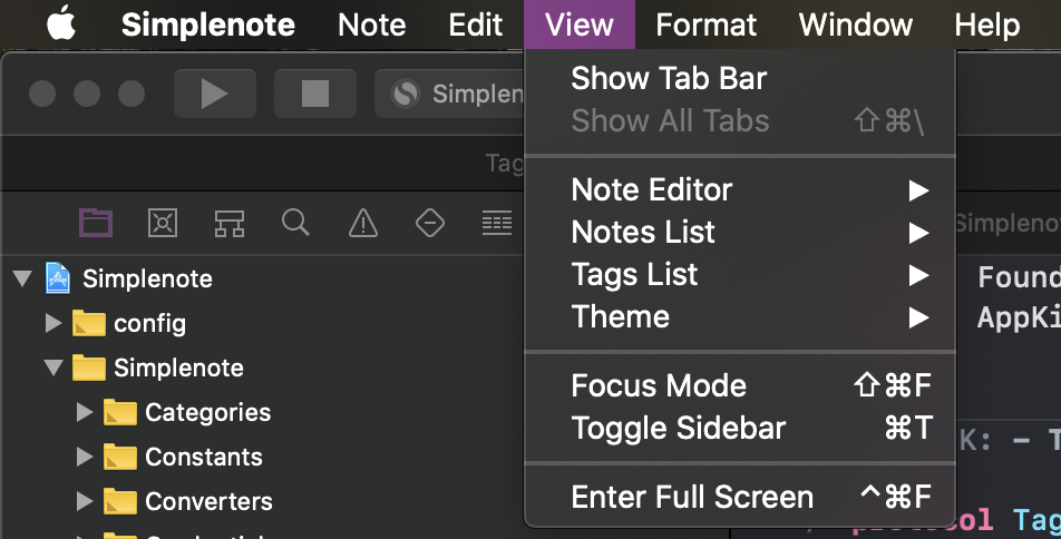 Disable TabBar Support · Issue #560 · Automattic/simplenote-macos · GitHub