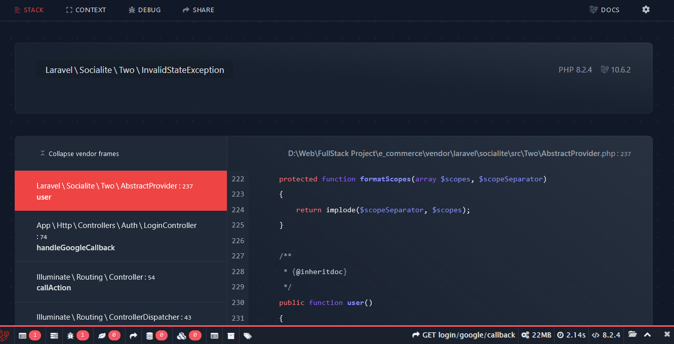 Google driver InvalidStateException · Issue #541 · laravel/socialite · GitHub