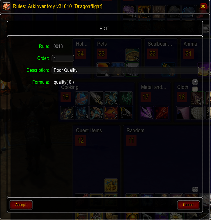 [BUG] Quality Sorting Rule selecting wrong items. · Issue #1710 · arkayenro/arkinventory · GitHub