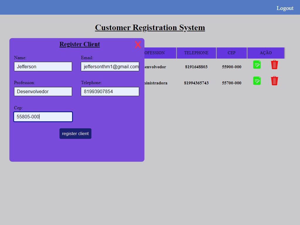 GitHub - jefferson-Felipy/Customer_Registration_System: Sistema de ...