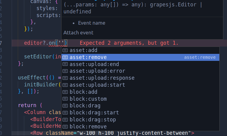 The Events are not showing on previous version it will show all the available events · GrapesJS ...