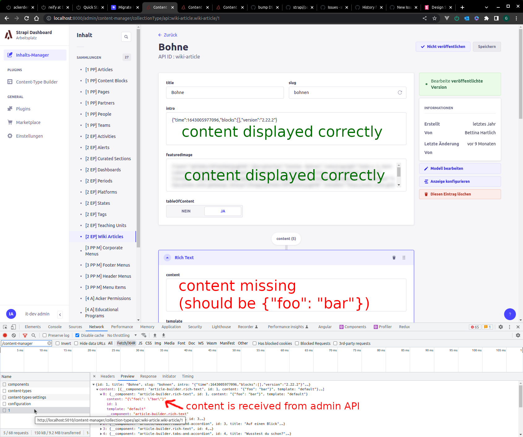 JSON content sometimes not displayed in Admin Panel · Issue #15977 · strapi/strapi · GitHub