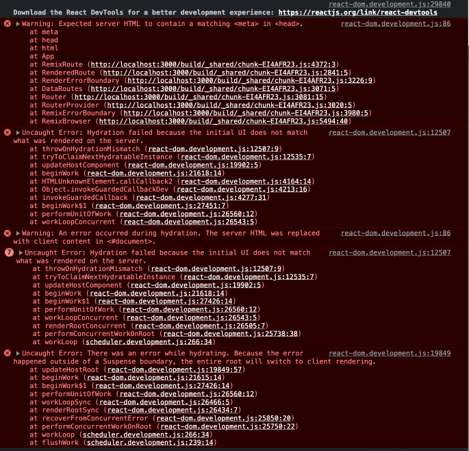Docs Did Not Expect Server Html To Contain A In · Issue 1077