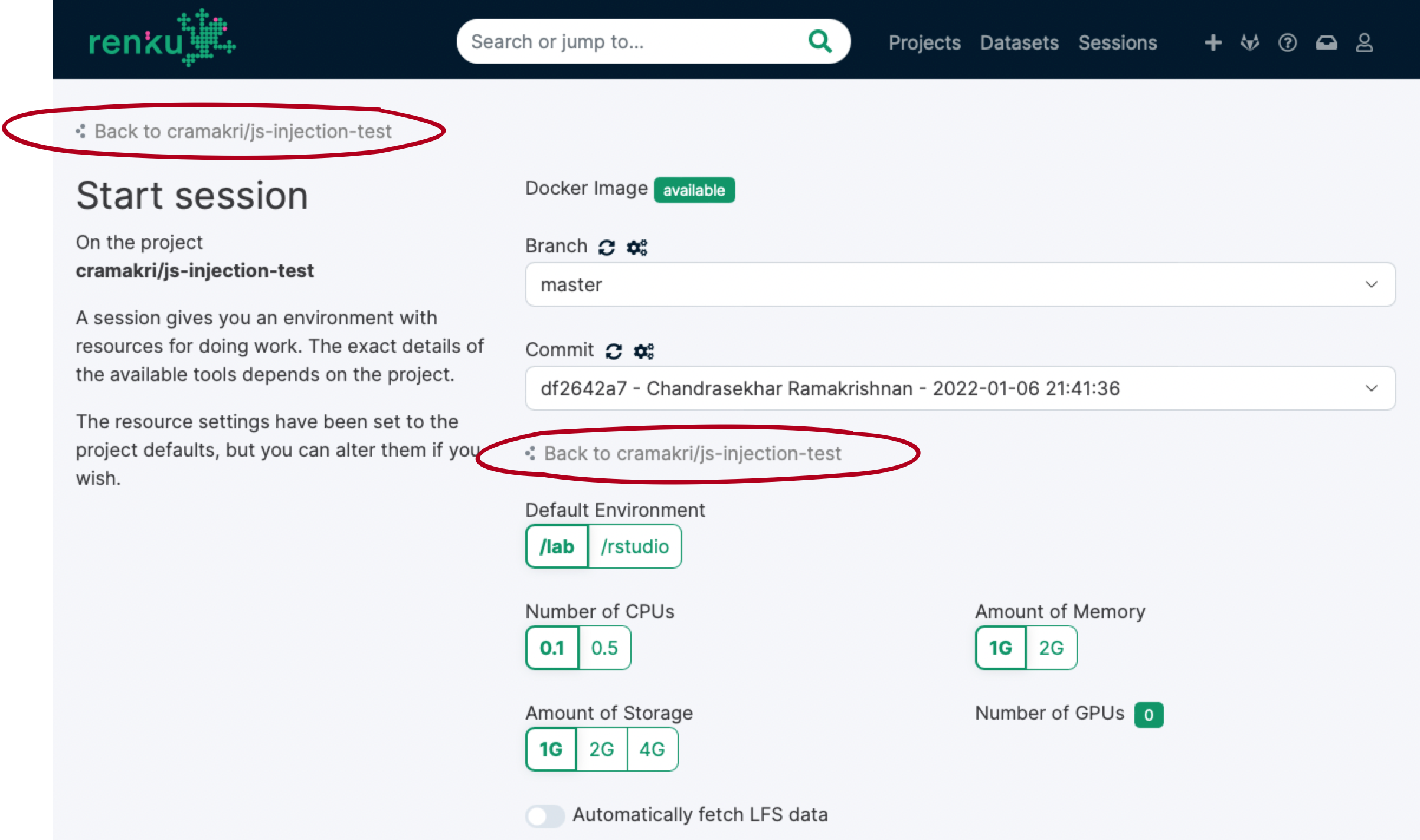 Double "Back" button on start page · Issue #2204 · SwissDataScienceCenter/renku-ui · GitHub
