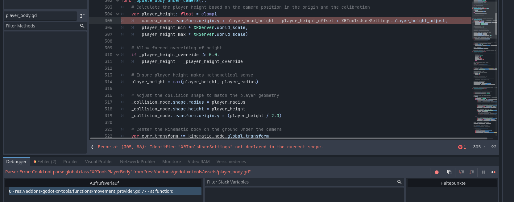 could not parse global class "XRToolsPlayerBody" · Issue #277 · GodotVR/godot-xr-tools · GitHub
