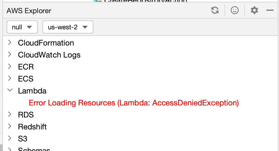 exception when loading lambda functions when not authorized · Issue #2533 · aws/aws-toolkit ...