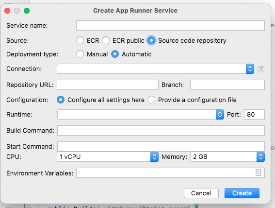Create Apprunner Service Weird Spacing · Issue 2784 · Aws Aws Toolkit Jetbrains · Github