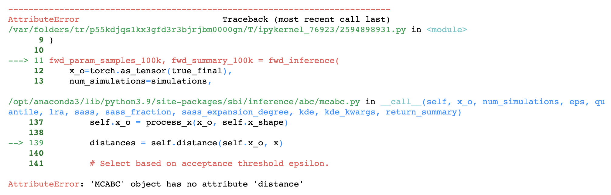 Custom Distance Function Not Passed To Abc Inference · Issue 801 · Sbi Dev Sbi · Github