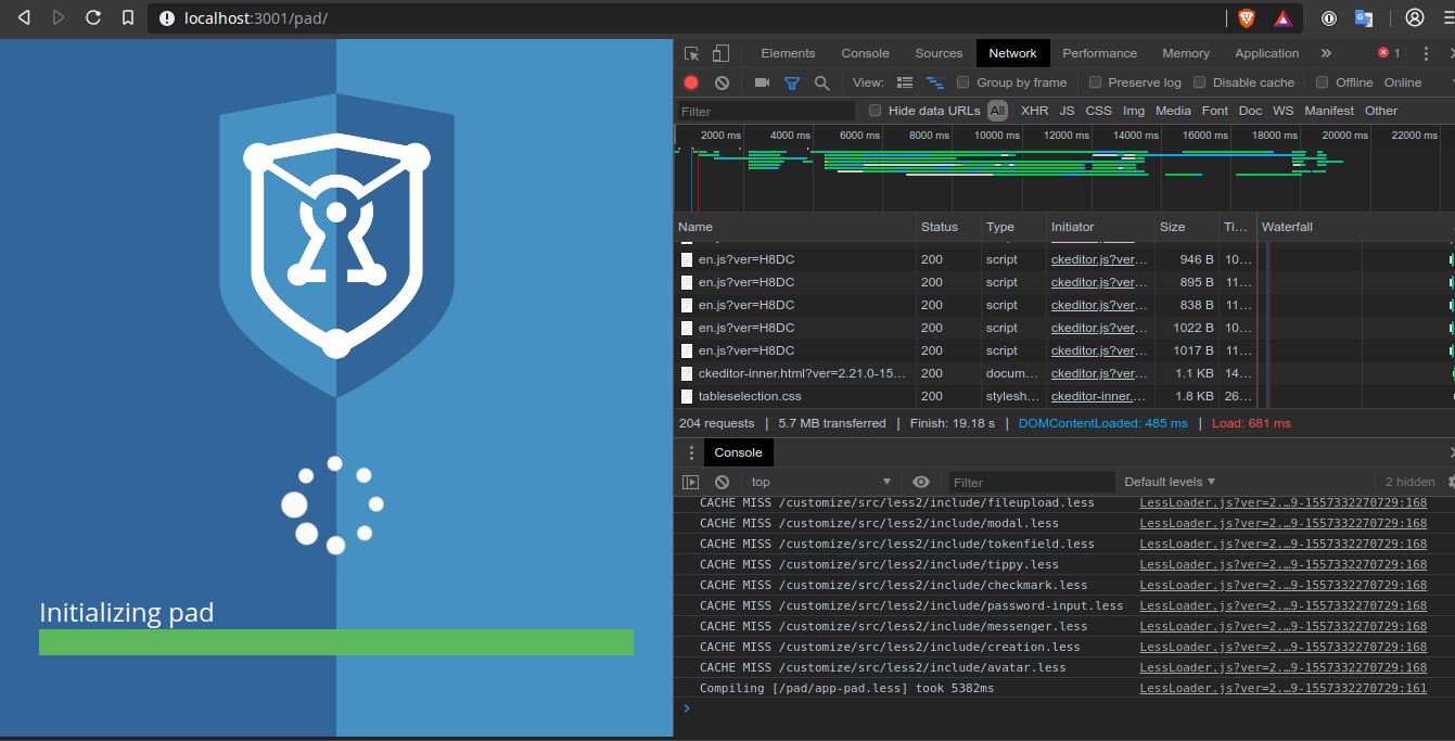 Browser stalls on initializing new pad 2.21.0 · Issue #366 · cryptpad/cryptpad · GitHub