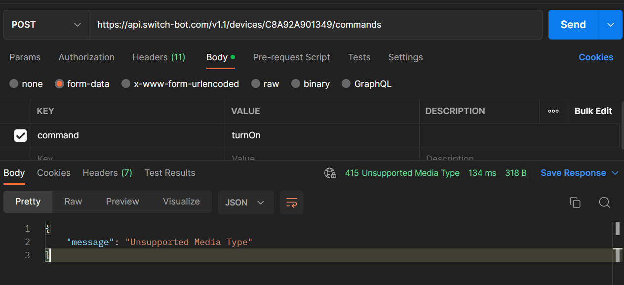 Use Hub Mini 415 Error · Issue 161 · Openwonderlabs Switchbotapi · Github
