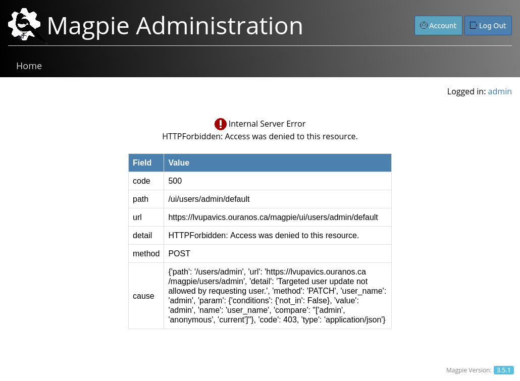 [BUG] User admin unable to change his own password after upgrade from 1.7.3 to 3.5.1 · Issue ...