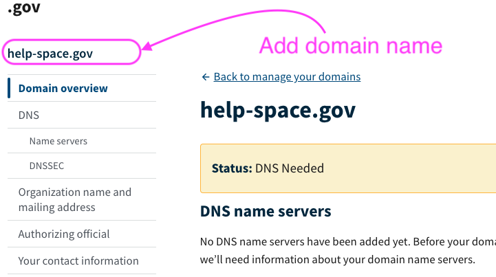 Manage domain: Add domain name above registrar navigation · Issue #1331 · cisagov/manage.get.gov ...