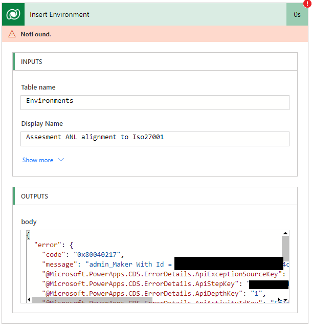 [CoE Starter Kit - BUG] Action 'Get_Environment' failed - "admin ...