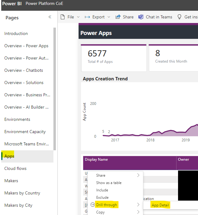 [CoE Starter Kit - BUG] Power Platform CoE Dashboard - Apps - Missing App in App Drill Through ...