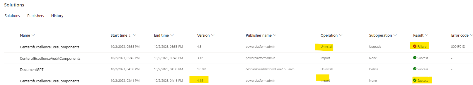 [CoE Starter Kit - BUG] Solution Upgrade Failed - 8004f01D · Issue #6764 · microsoft/coe-starter ...
