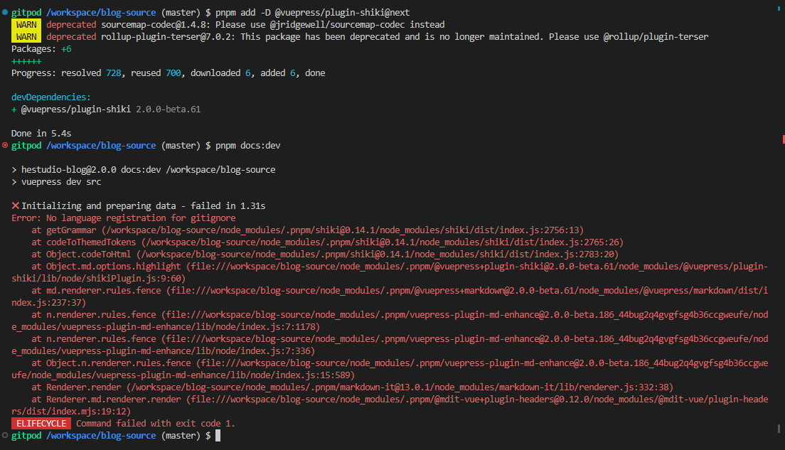 Bug 在按照教程使用vuepressplugin Shiki时报错 · Issue 2860 · Vuepress Theme