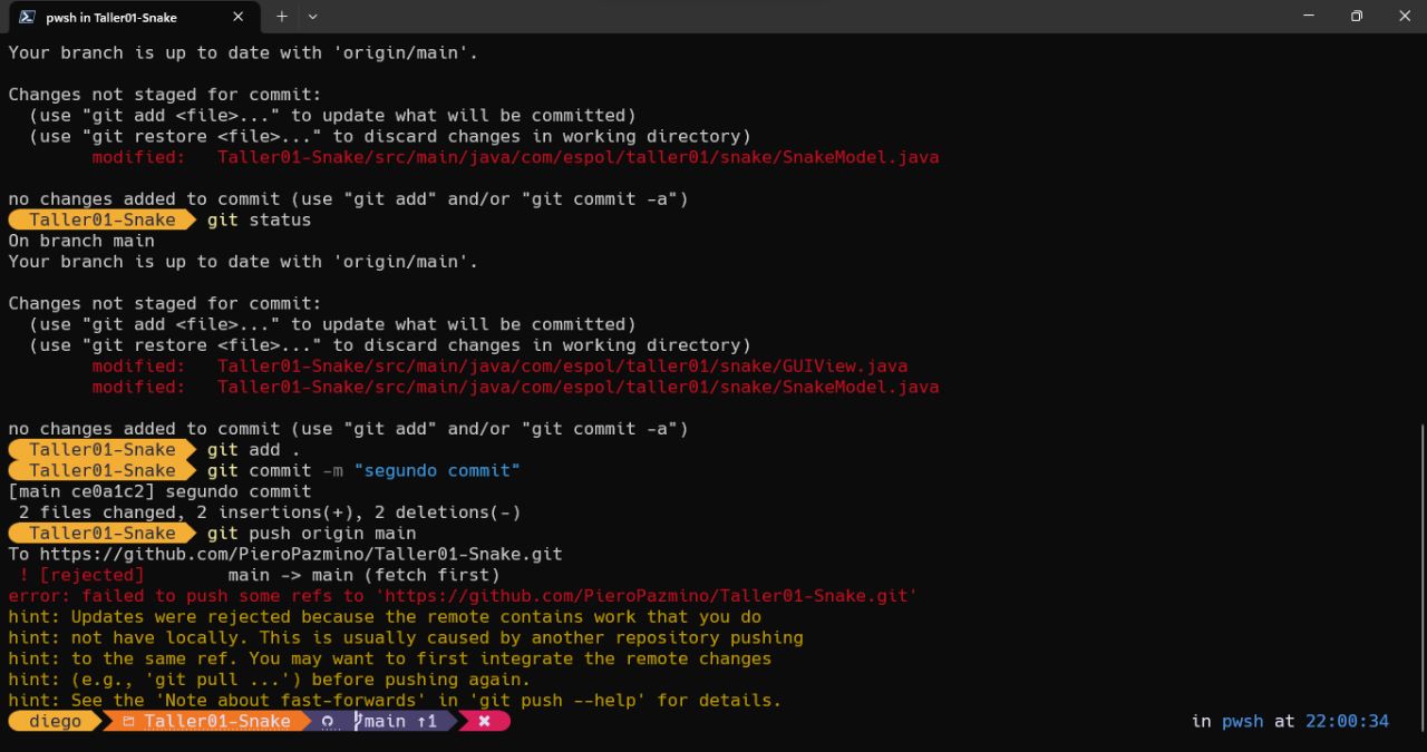 GitHub - PieroPazmino/Taller01-Snake