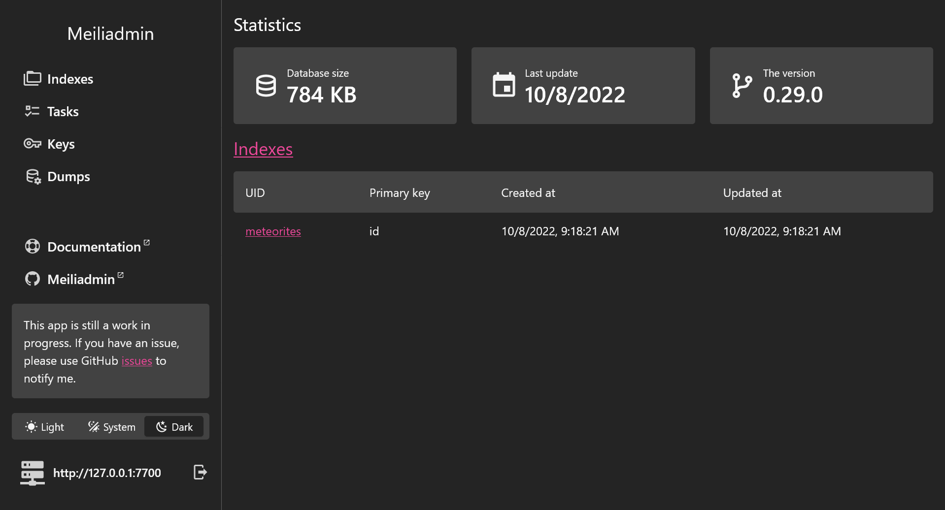 GitHub - kaermorchen/meiliadmin: Meiliadmin is a dashboard for Meilisearch