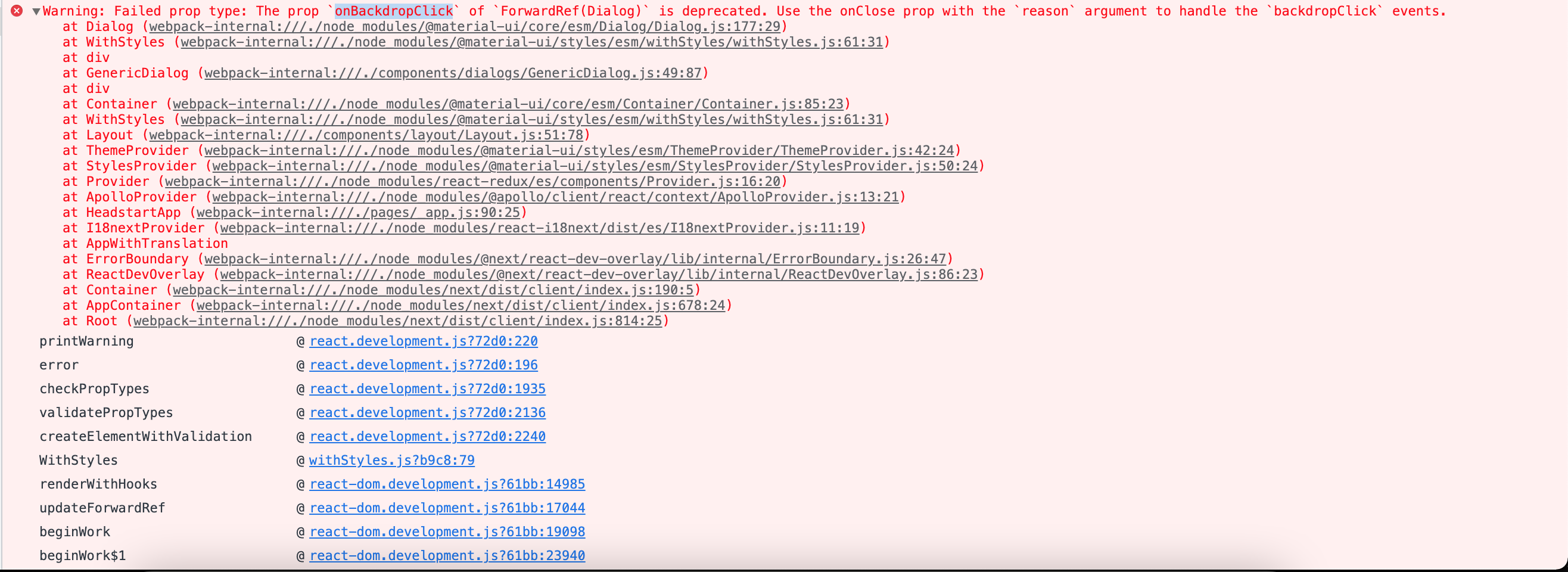 Dialog onBackdropClick depricated warning · Issue #27658 · mui/material ...