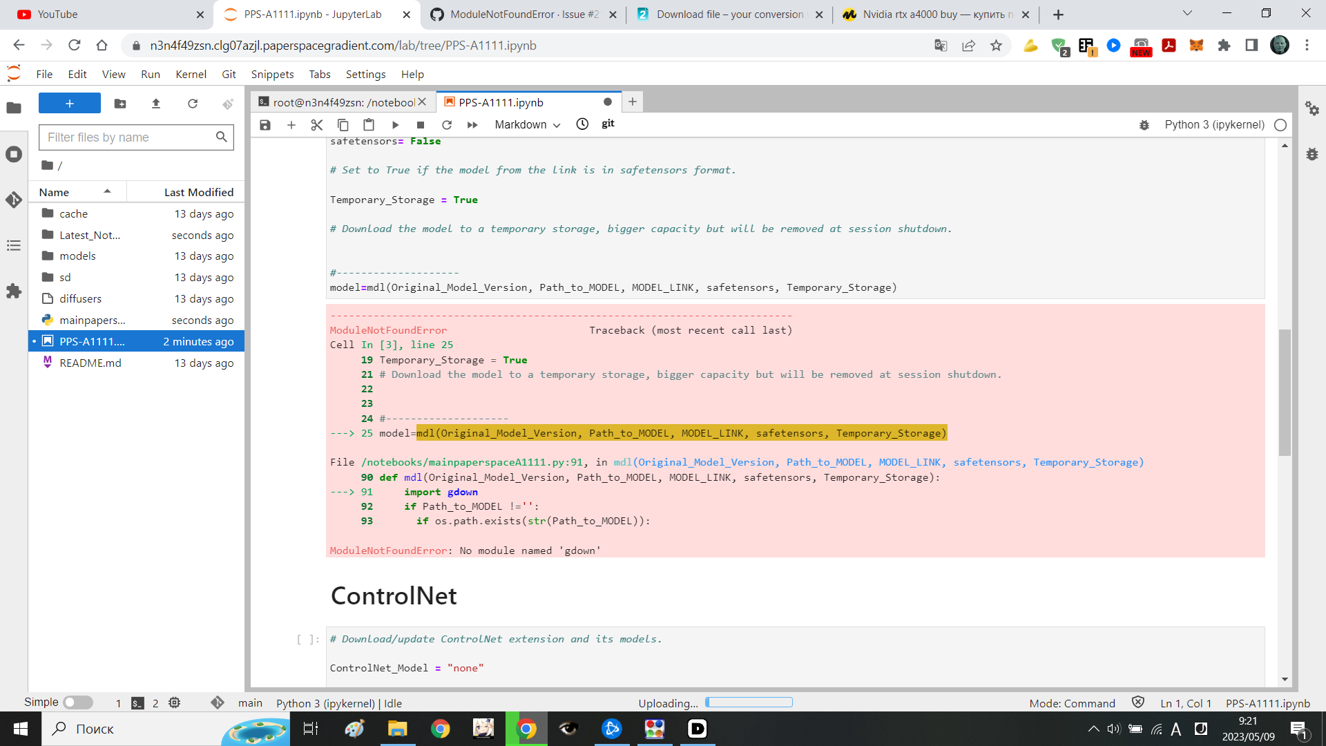 Problem In The Model Download Cell Of Paperspace · Issue 2134