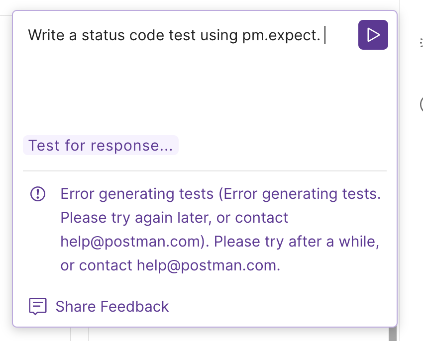 Postbot Error Generating Tests With Prompt · Issue 12049 · Postmanlabspostman App Support
