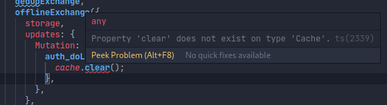 Typescript bindings are missing cache.clear() on offlineExchange. · Issue #877 · urql-graphql ...