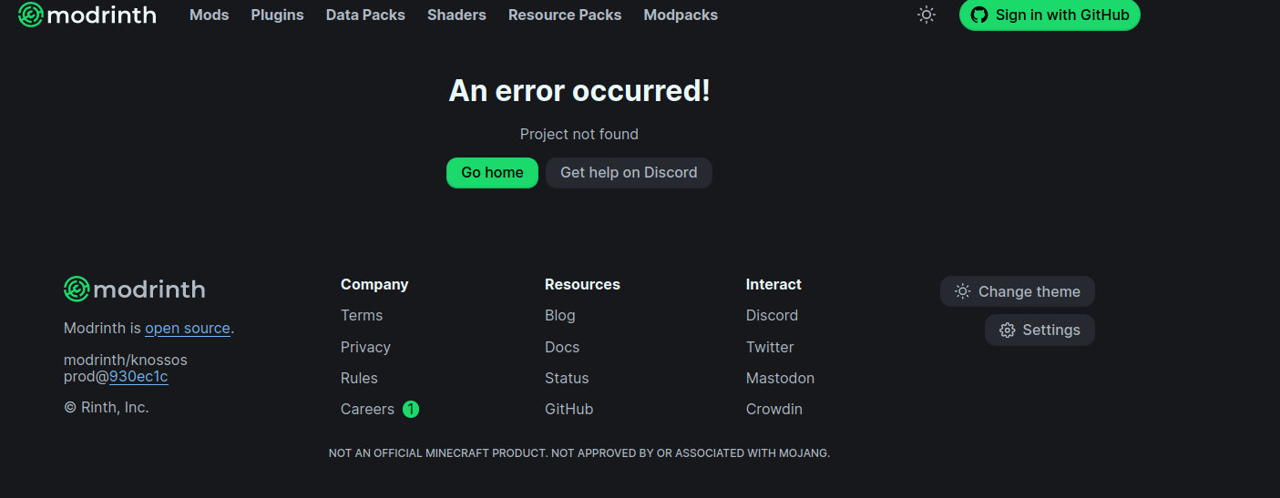 Did the site just break? · Issue #1258 · modrinth/knossos · GitHub