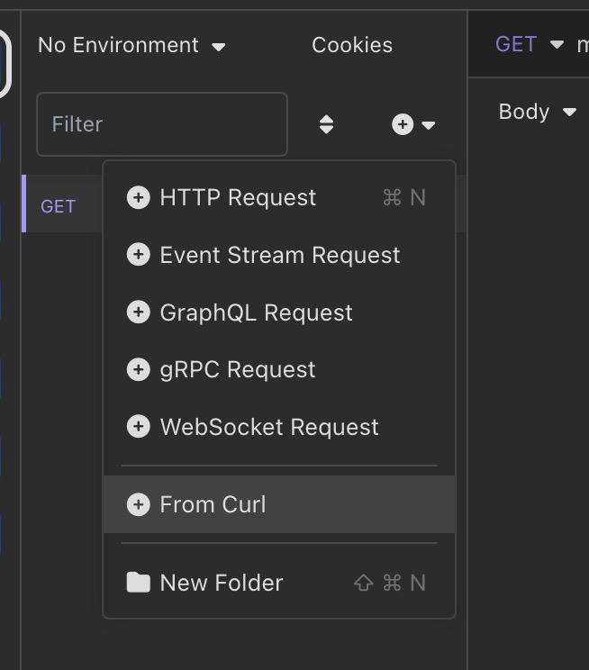 Feature request: Re-add paste CURL on URL bar · Issue #6338 · Kong/insomnia · GitHub