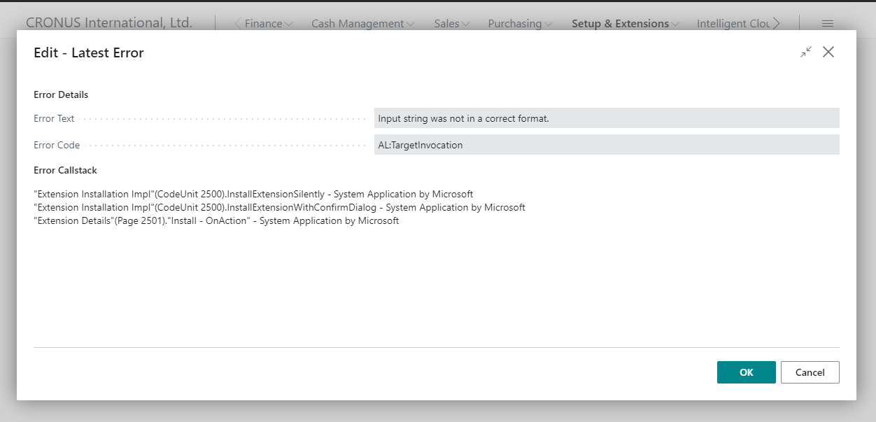 Failed To Publishinstall Extension With Error Failed With Code Unprocessableentity Reason